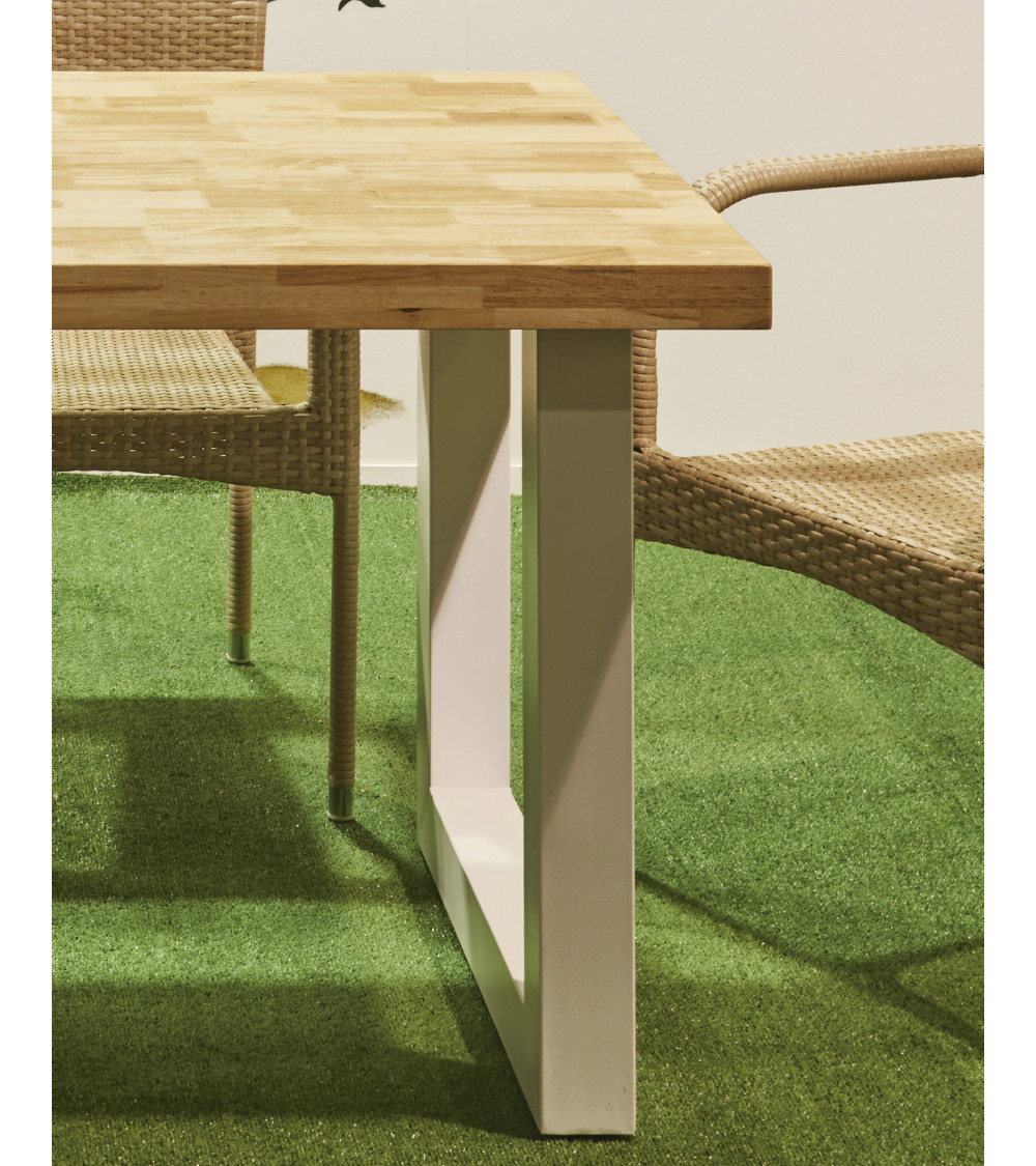 Mesa para Terraza / Jardín Darek Textura Roble Nor - Blanco Medidas ...